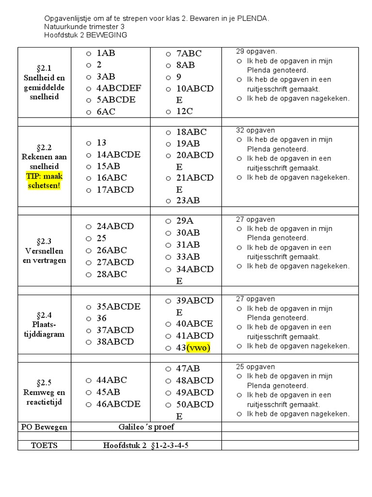 Opgavenlijst-voor-klas-2 | PDF
