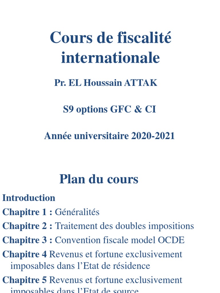 Cours de Fiscalité Internationale - 1 | PDF