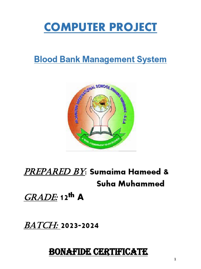 Computer Investigatory Project | Download Free PDF | Blood Donation | User (Computing)