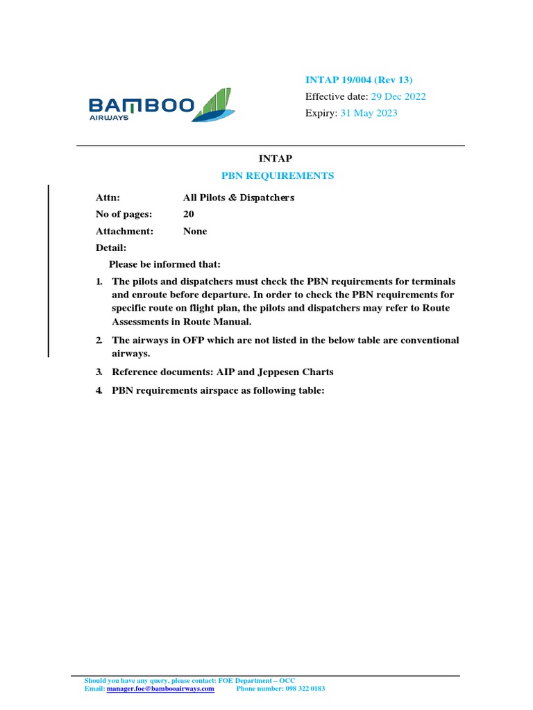 PBN Requirements for Pilots & Dispatchers | PDF