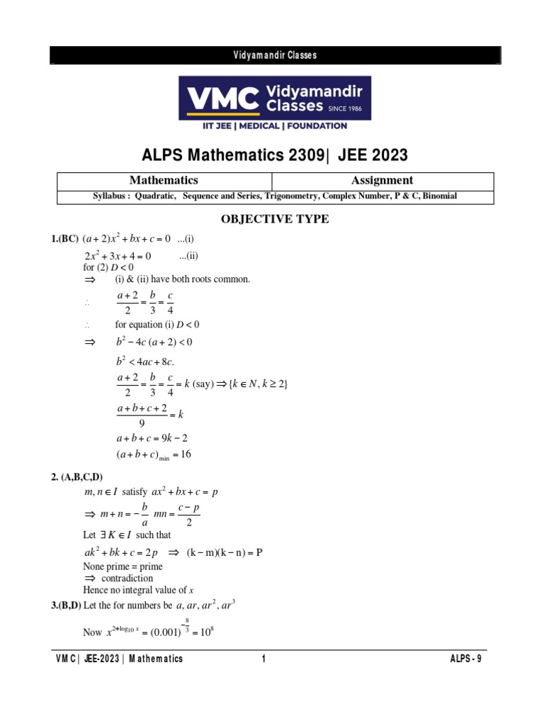 ALPS 2209 Assignment Solutions | PDF | Trigonometric Functions | Arithmetic