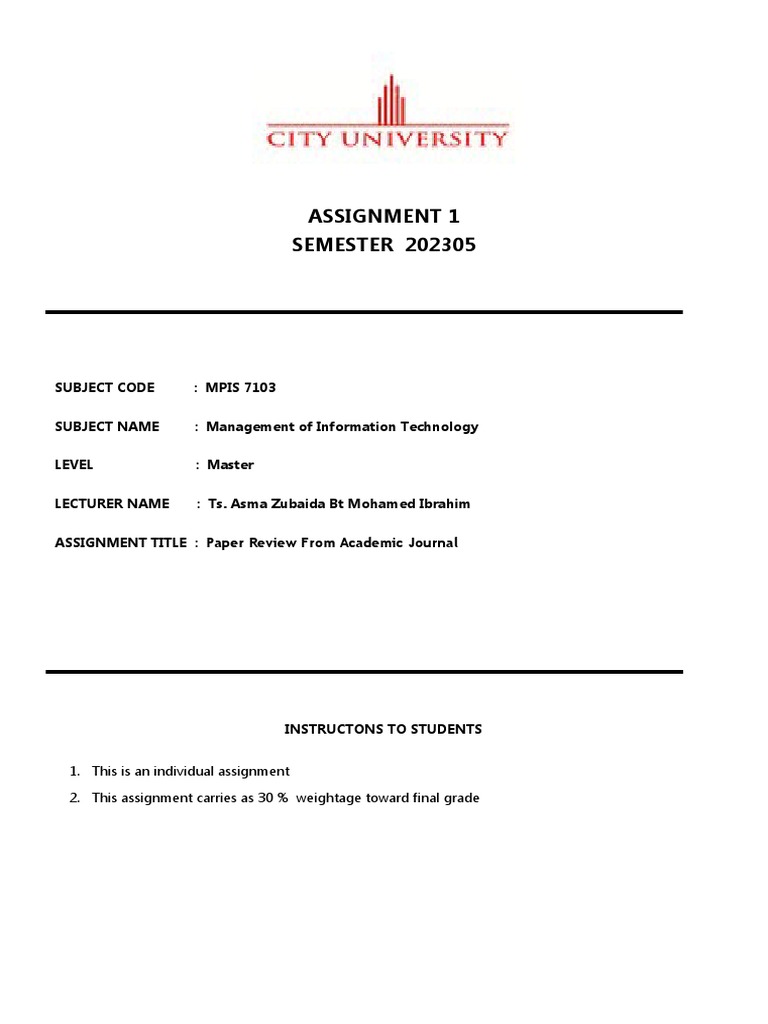 Assignment 1 - MPIS7103 - 202305 | PDF