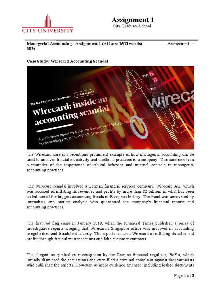 Managerial Accounting - Assignment 1 | PDF | Financial Services | Economies