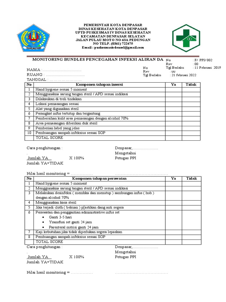 Form Ppi 014 Bundle Plebitis | PDF