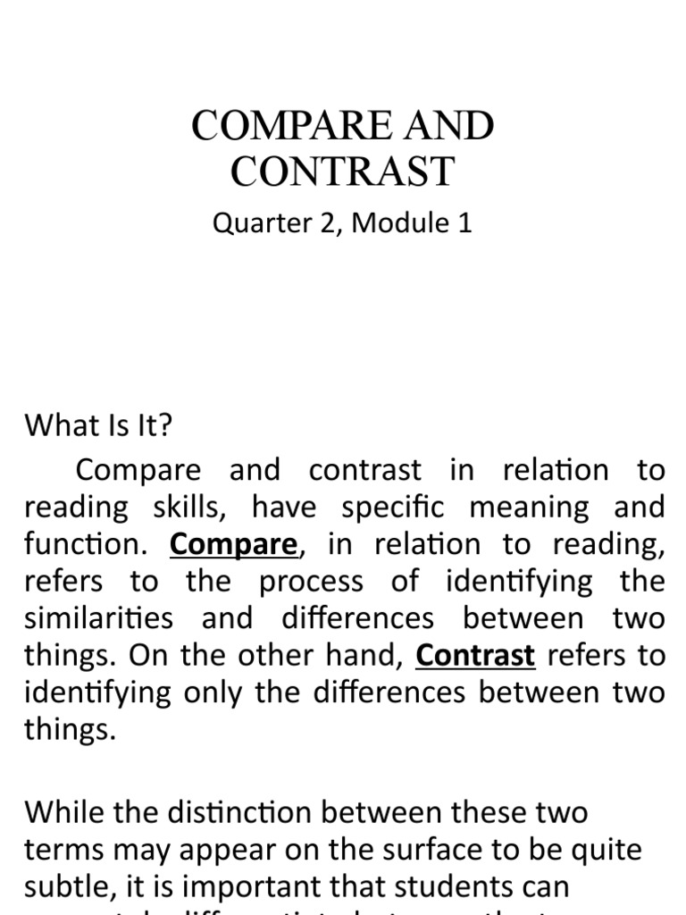 Compare and Contrast | PDF | Genre | Human Communication