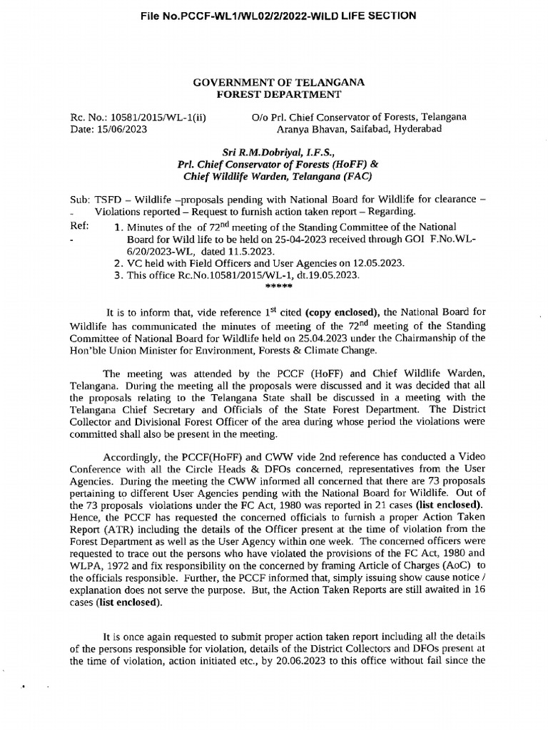 PCCF Letter On ATR Called For | PDF