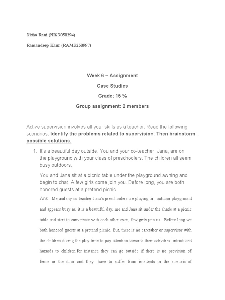 Case Study Regarding Active Supervision Pdf Classroom Playground