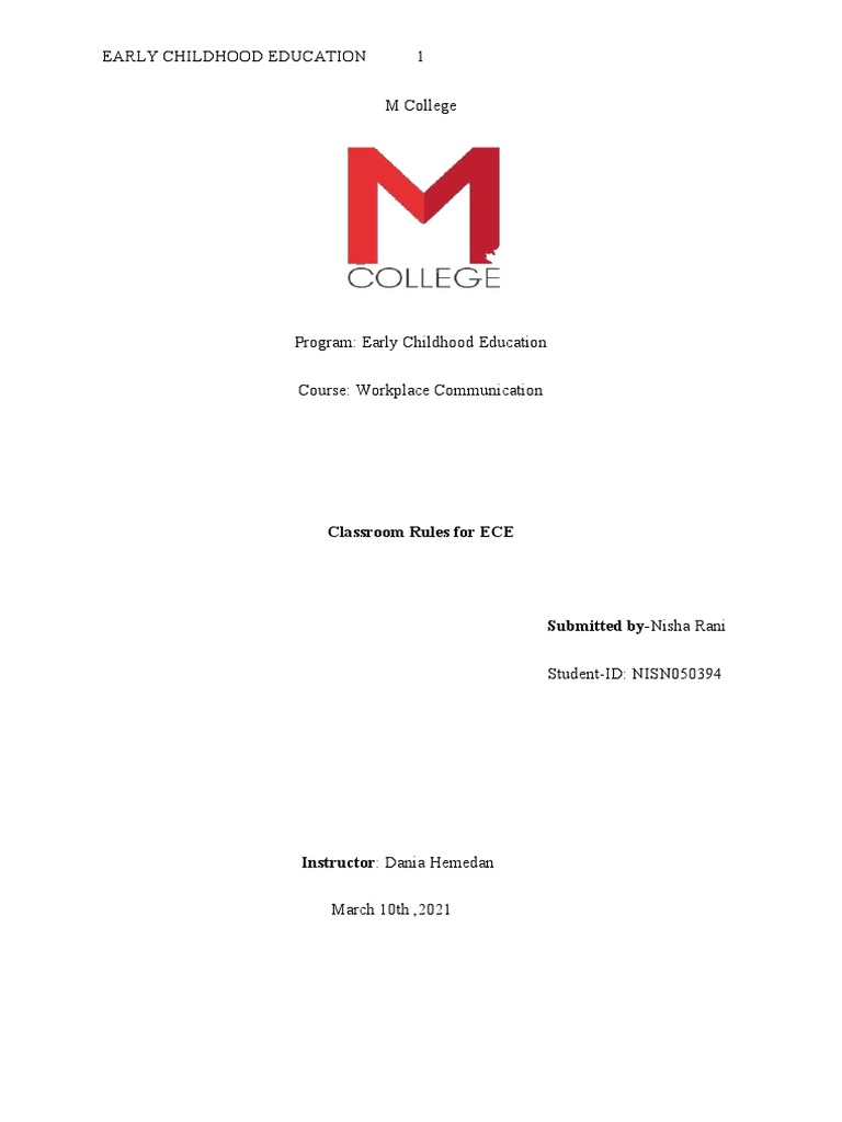 Classroom rules for ECE | PDF