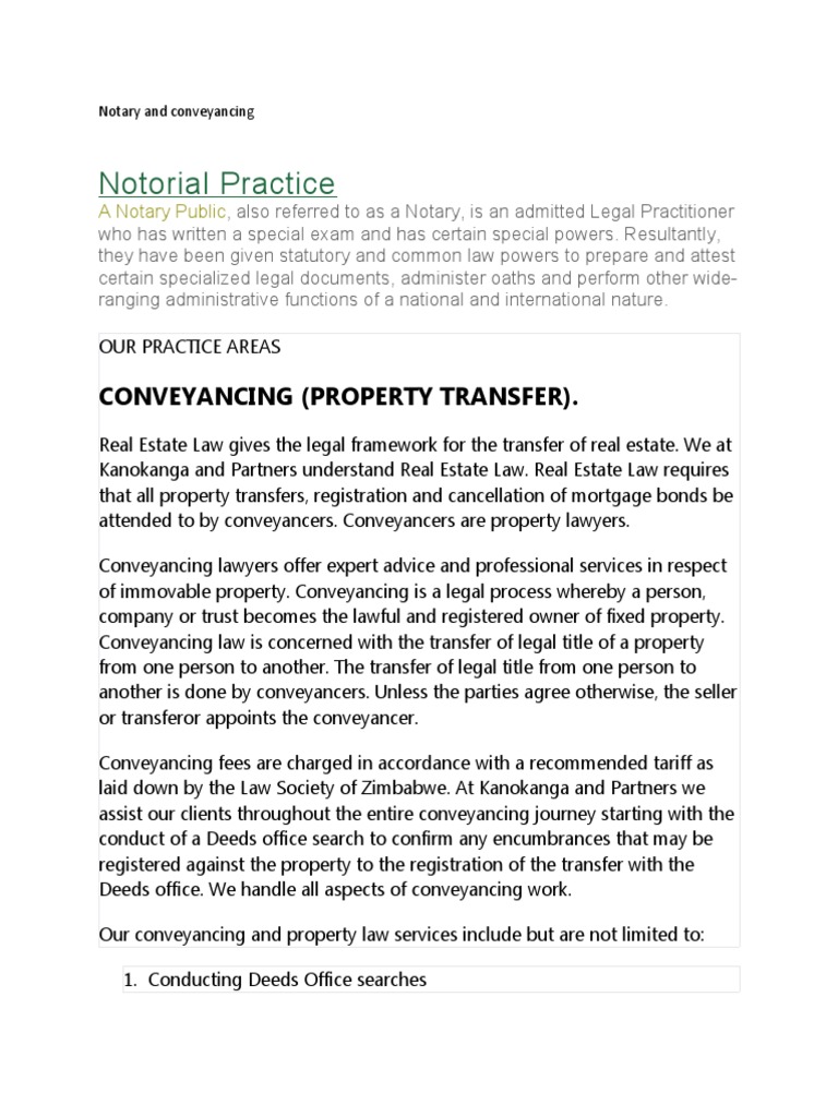 Notary and Conveyancing | PDF | Conveyancing | Notary Public
