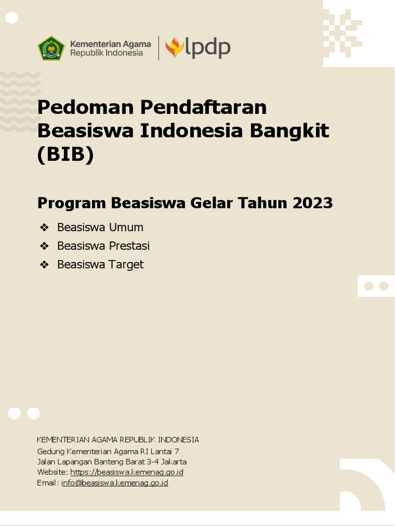 010 Pedoman Pendaftaran BIB Tahun 2023 | PDF