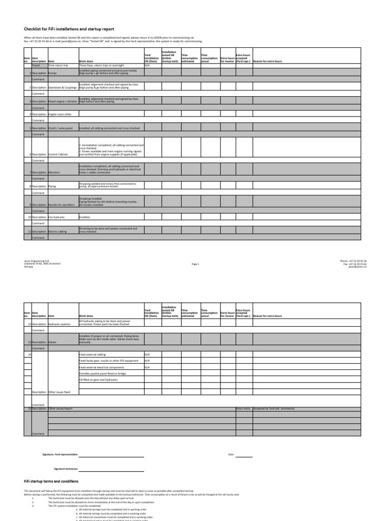 Checklist For FiFi Installation and Startup | PDF | Pump | Pipe (Fluid ...