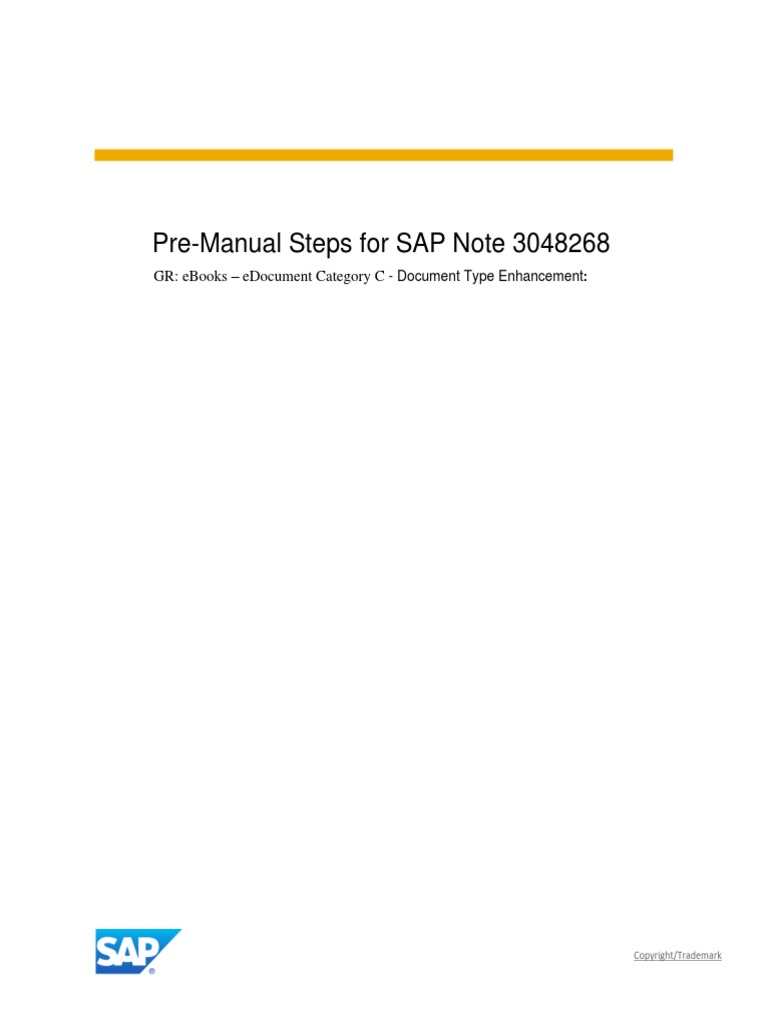 Pre-Manual Steps For SAP Note 3048268 - APPL604 | PDF | Information ...