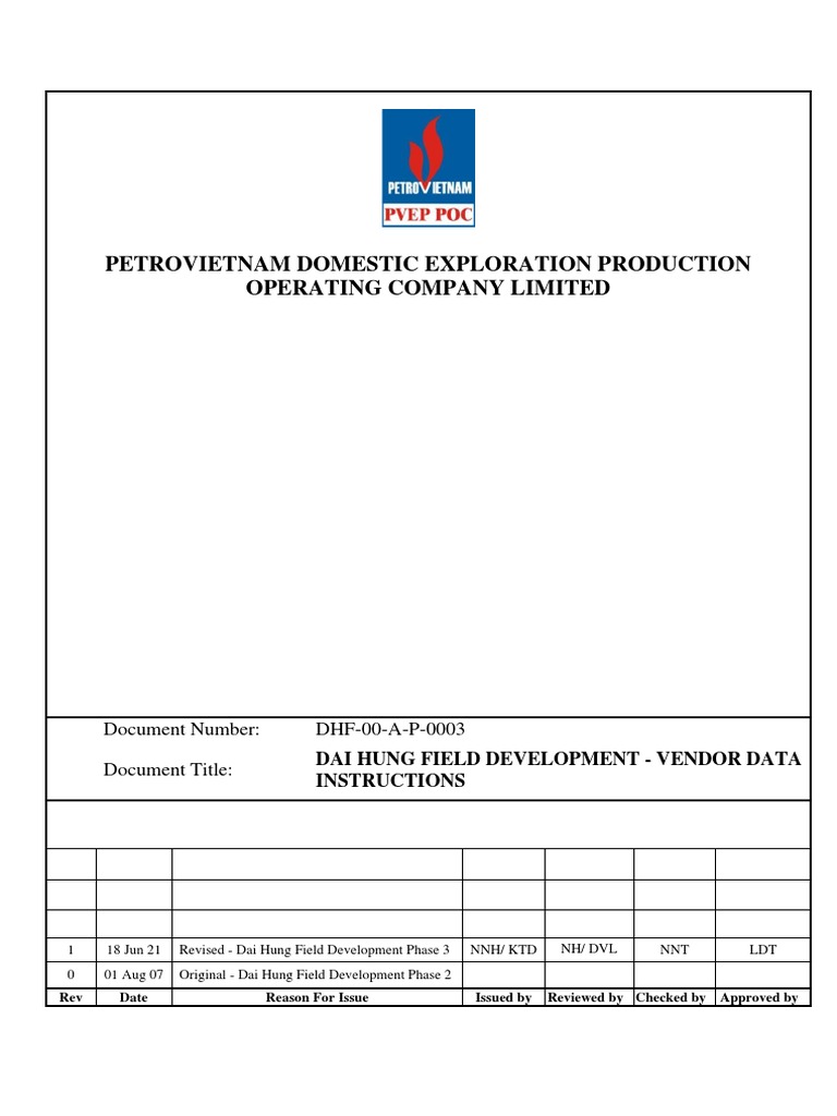 1.DHF 00 A P 003 R1 Vendor Data Instruction | PDF | Specification (Technical Standard ...