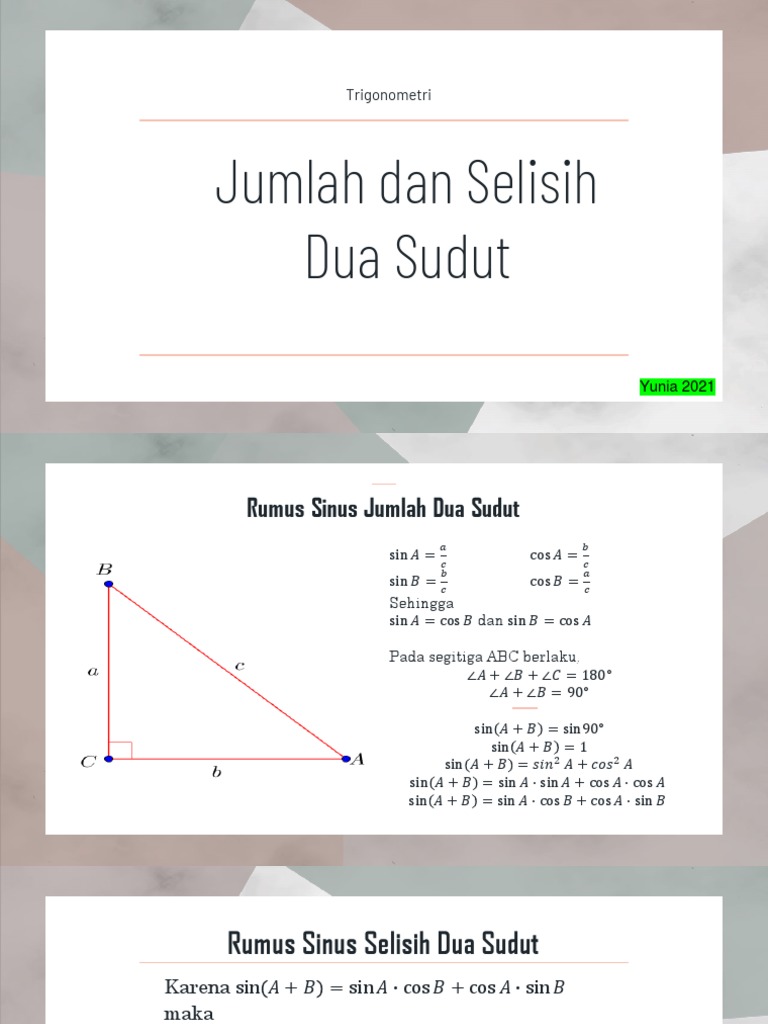 Rumus Trigonometri Sudut Jumlah dan Selisih | PDF | Metode & Bahan Ajar