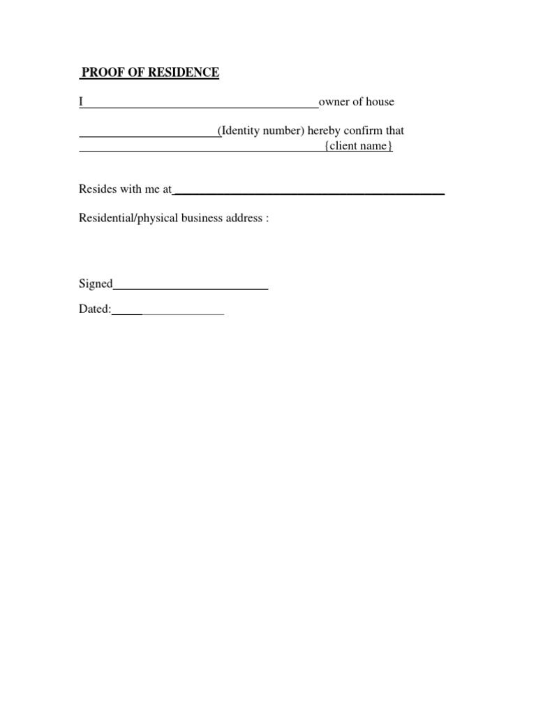 Proof of Residence | PDF