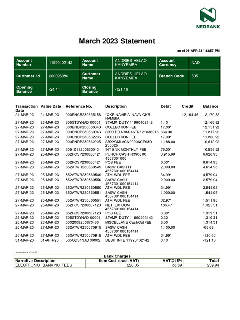 March 2023 Bank Statement Summary | PDF | Debit Card | Automated Teller ...