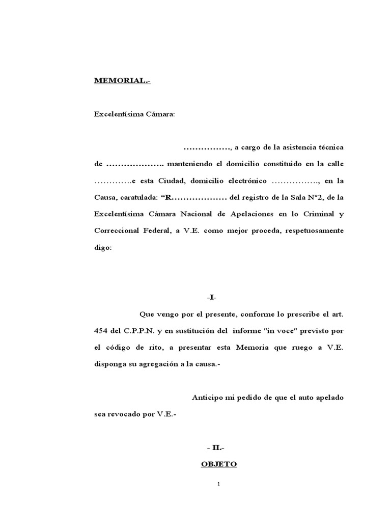 Memorial Penal | Descargar gratis PDF | Derecho penal | Caso de ley
