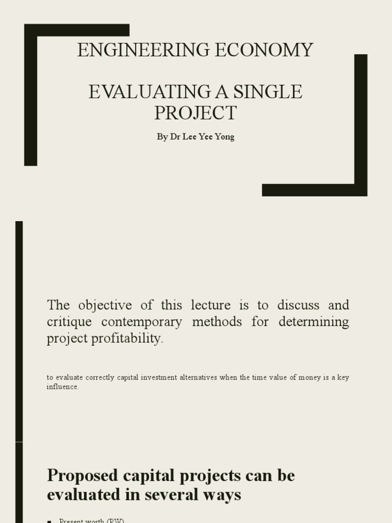 Evaluating A Single Project | PDF