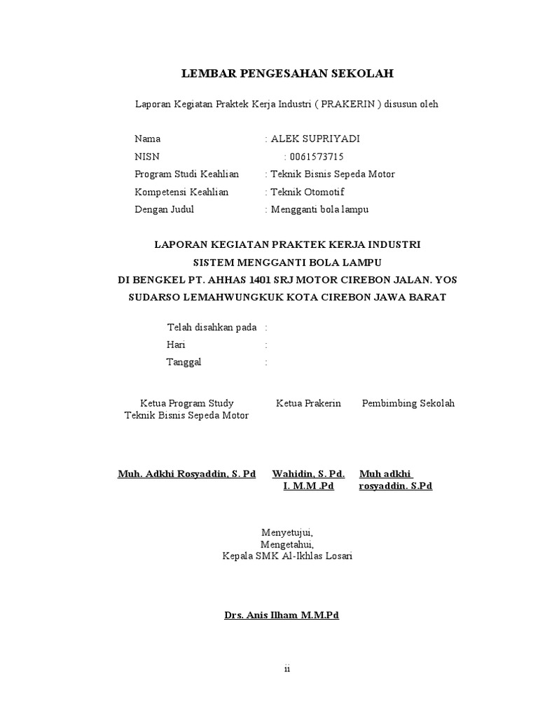 02 Lembar Pengesahan Sekolah Ok | PDF