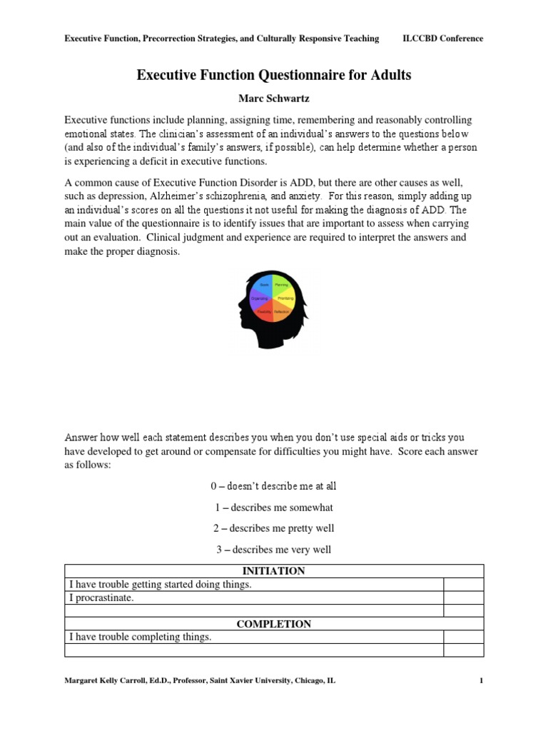Executive Function ILCCBD Carroll | PDF | Executive Functions | Teachers