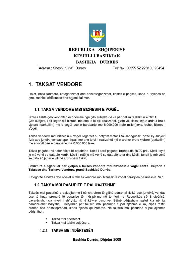 Taksa Vendore | PDF