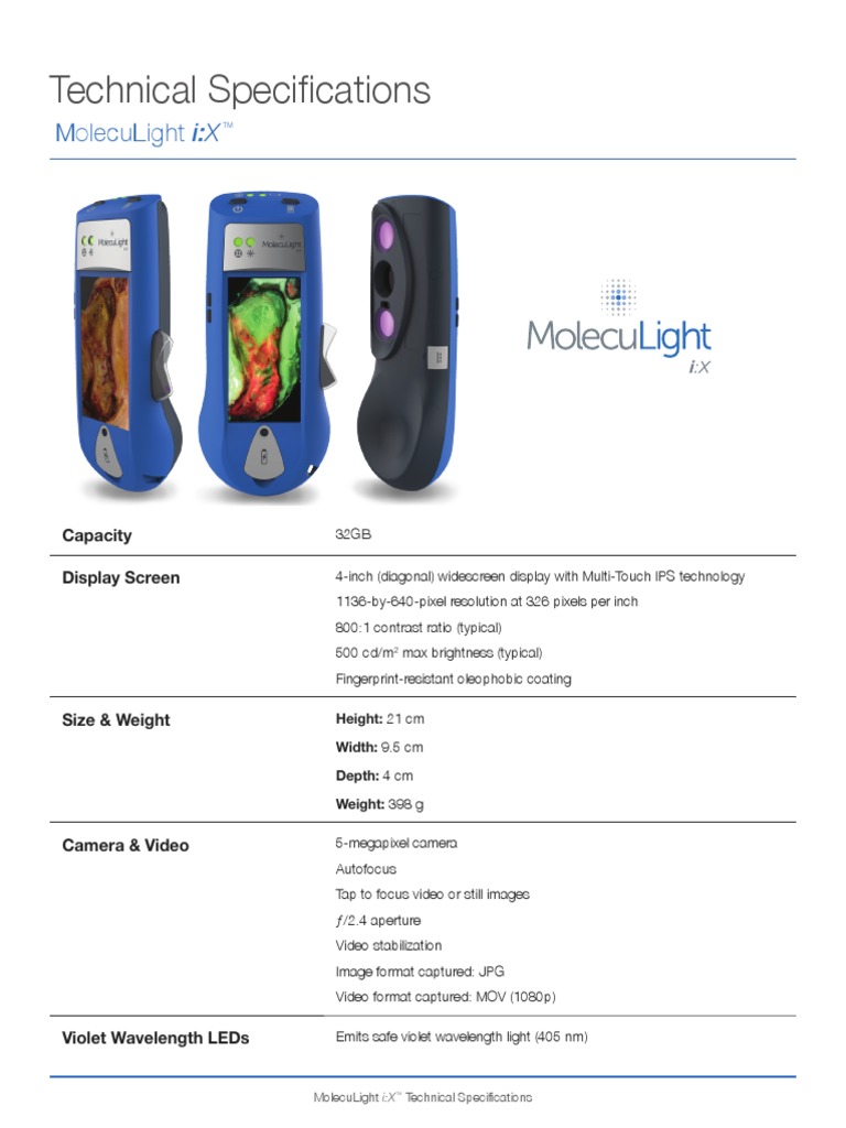 PN 1395 MolecuLight Ix Technical Specifications - Rev 1.1 No SN | PDF ...