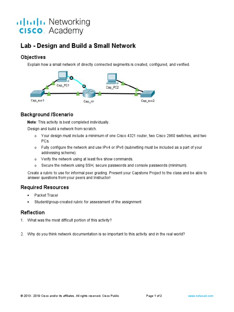 1 Lab - Design and Build A Small Network | PDF