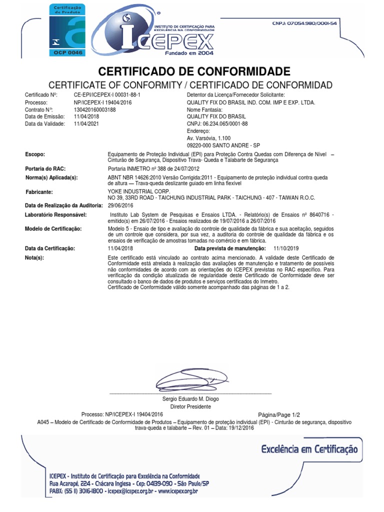 Quality Fix - Certificado Icepex | PDF
