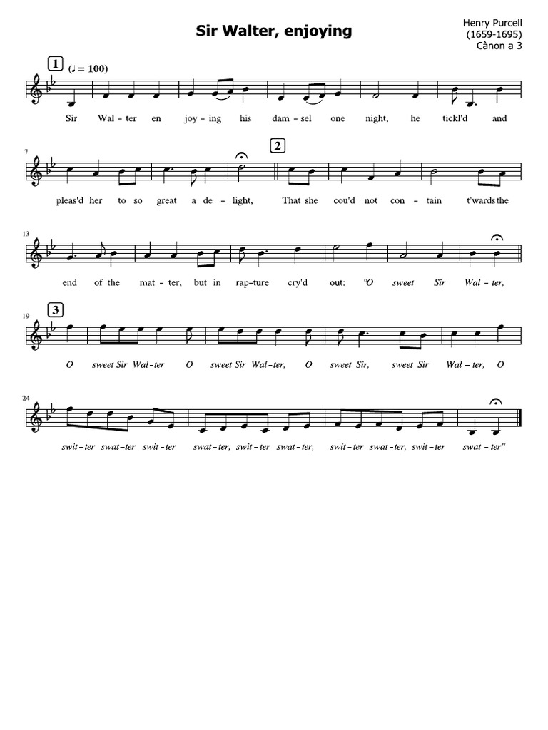 Purcell - Sir Walter - Cànon A Tres. | PDF