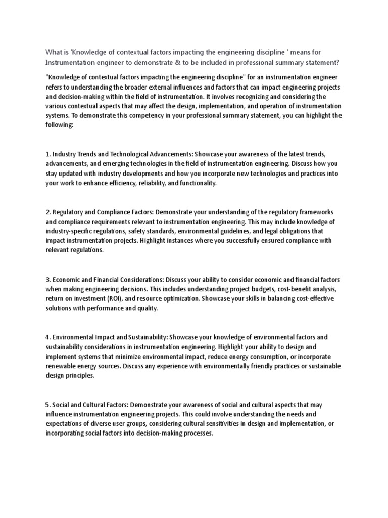 Knowledge of Contextual Factors | PDF