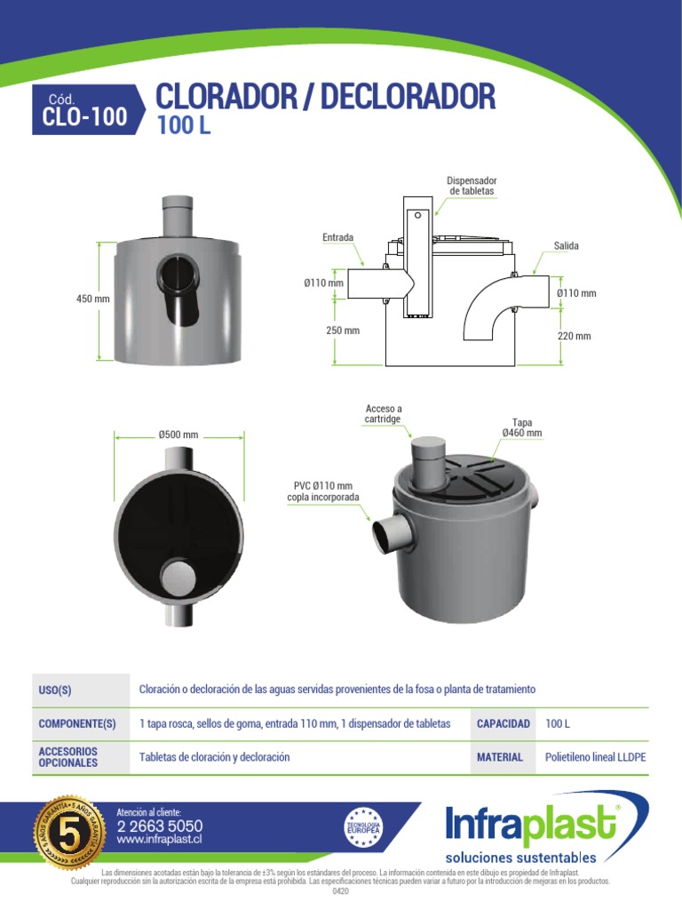Infraplast-FT CLO 100 Clorador Declorador 100L-150420 | PDF
