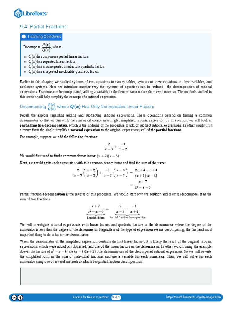 9.04 Partial Fractions | PDF | Factorization | Equations