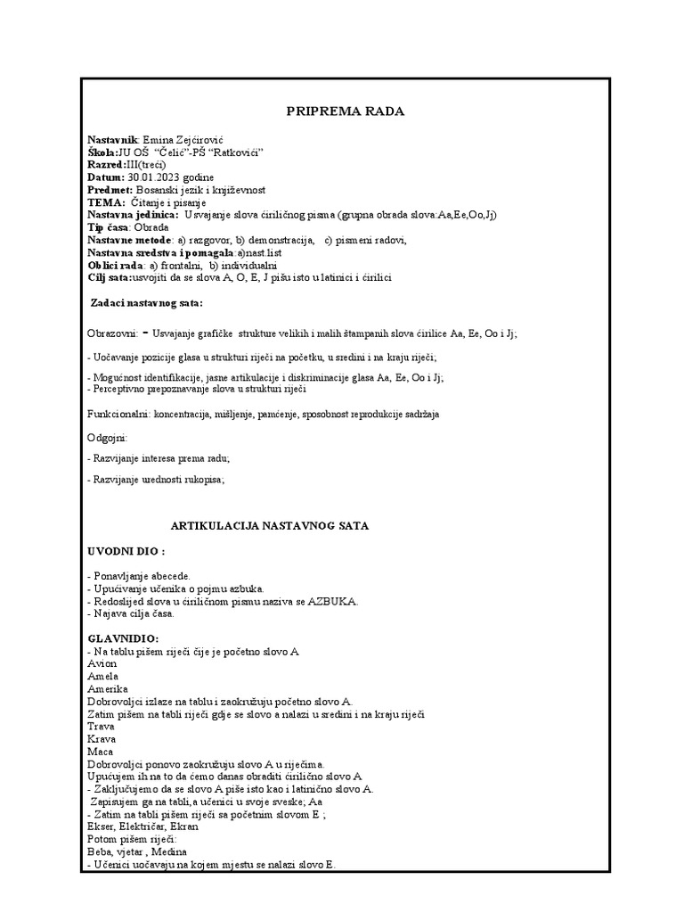 Priprema Bosanski | PDF