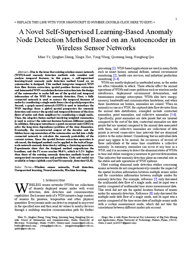A Novel Self-Supervised Learning-Based Anomaly Node Detection Method ... A Novel Self-Supervised Learning-Based Anomaly Node Detection Method ...