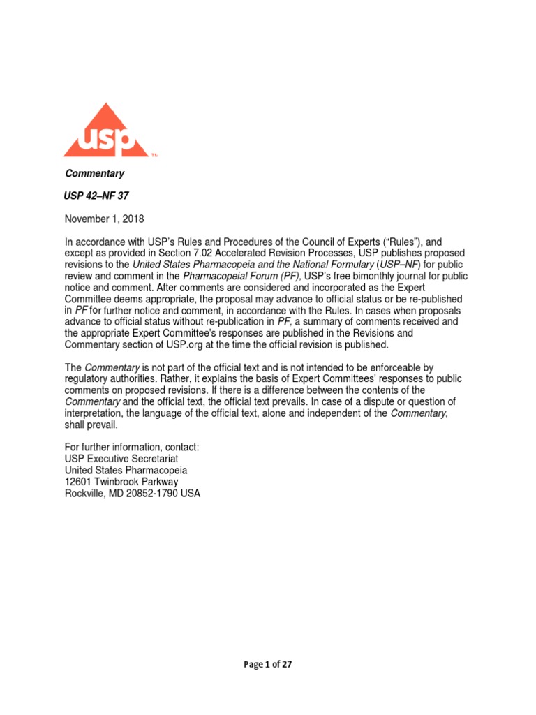 USP-NF Revision Commentary | PDF | Absorption Spectroscopy ...