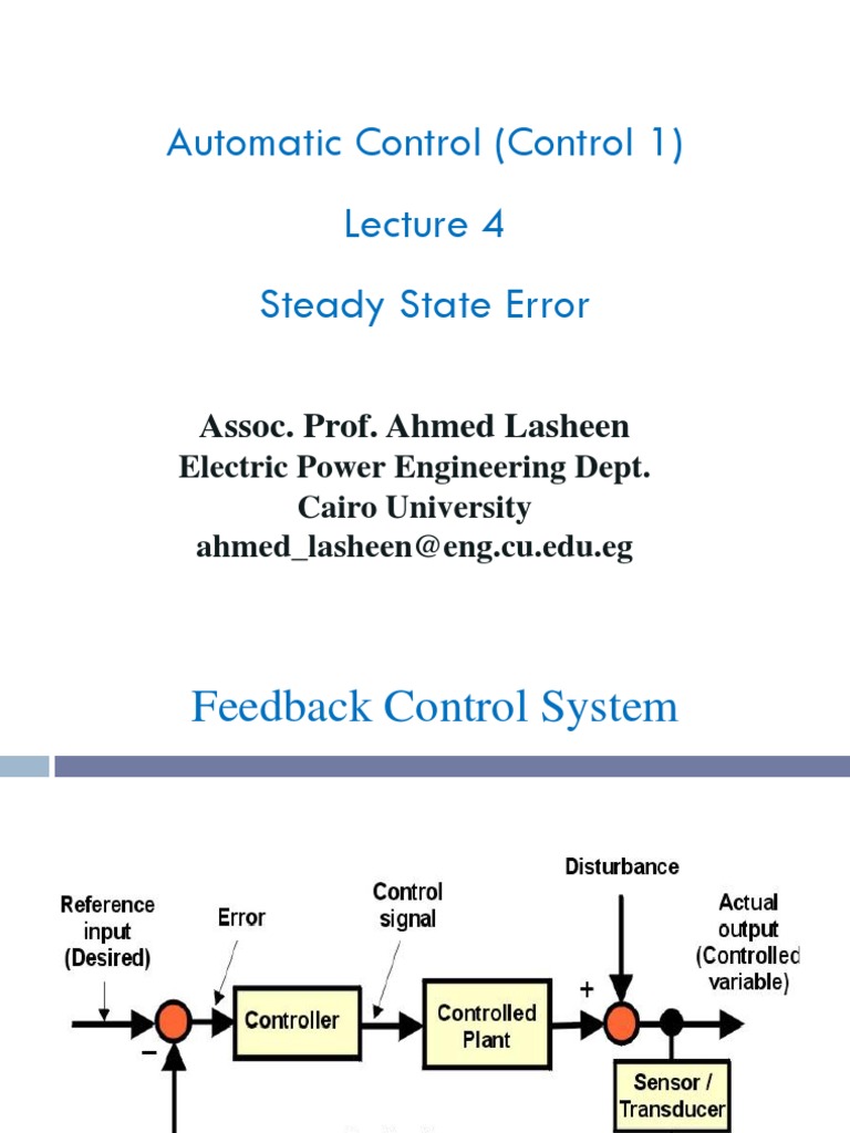 Automatic Control - Lecture 4 | PDF | Computer Science | Electronic Circuits