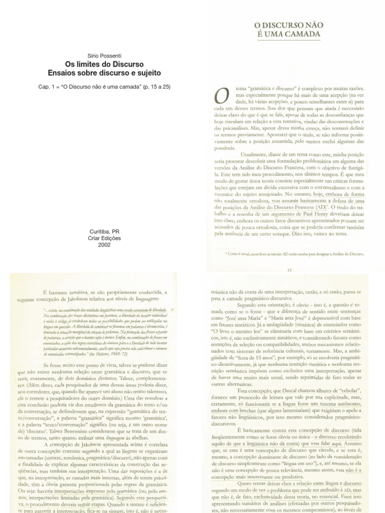 Os Limites Do Discurso - Sirio Possenti | PDF