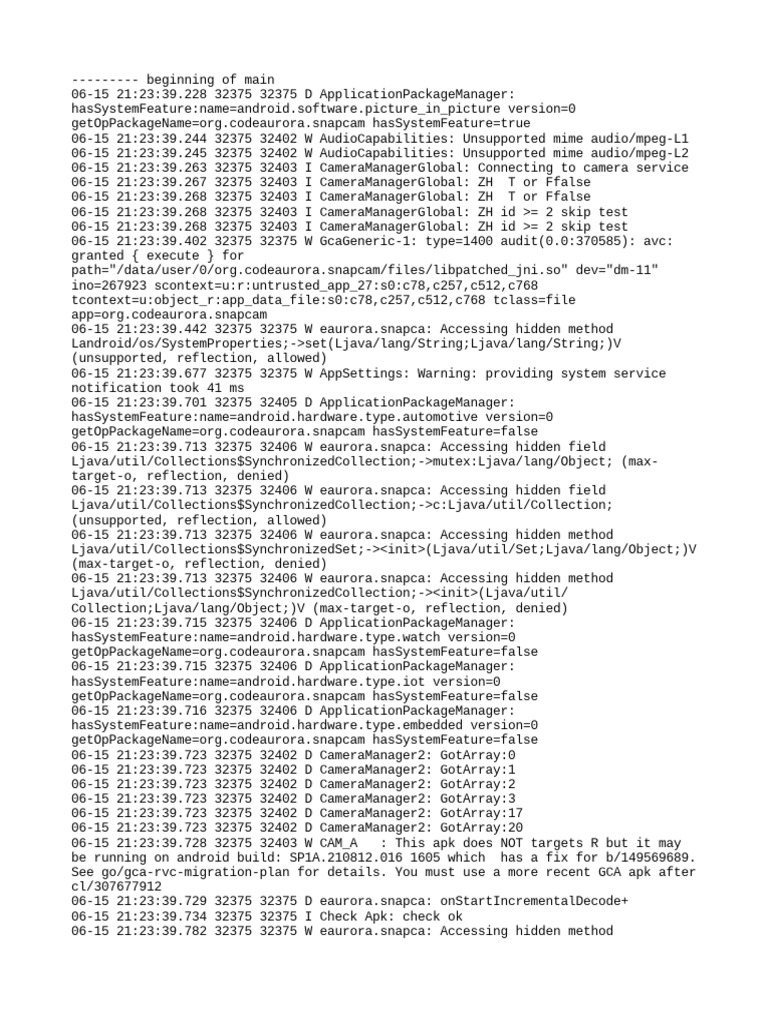 Android Camera Debug Logs | PDF | Java (Programming Language) | Software Engineering