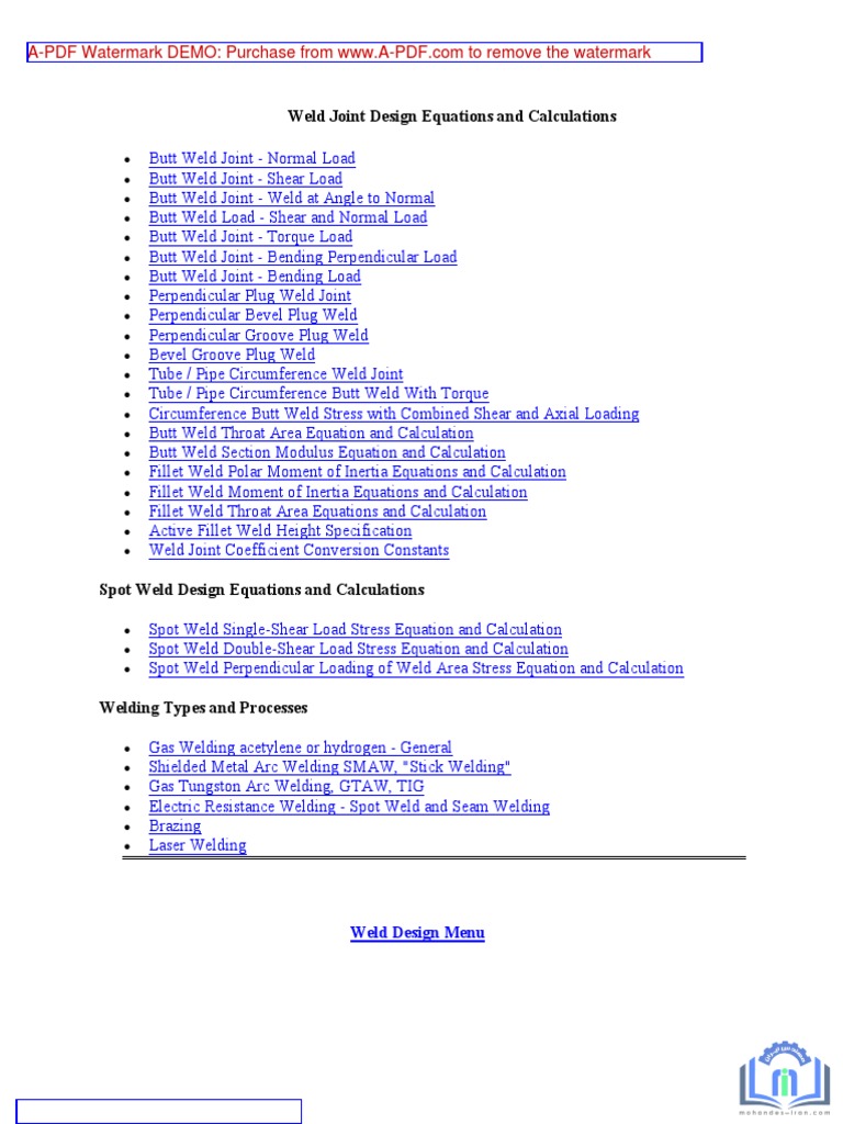 Weld Joint Design Equations and Calculations | PDF