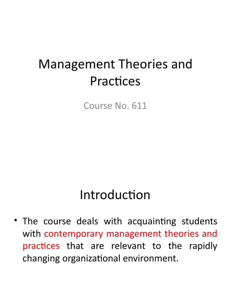 Contemporary Management Theories Overview | PDF | Human Resources ...