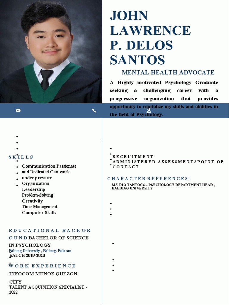 Curriculum Vitae Delos Santos | PDF | Mental Health | Stress Management