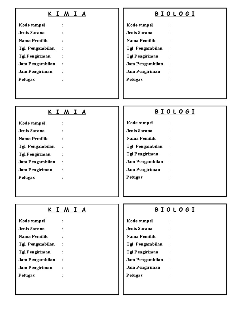 Label Pengambilan Sampel | PDF