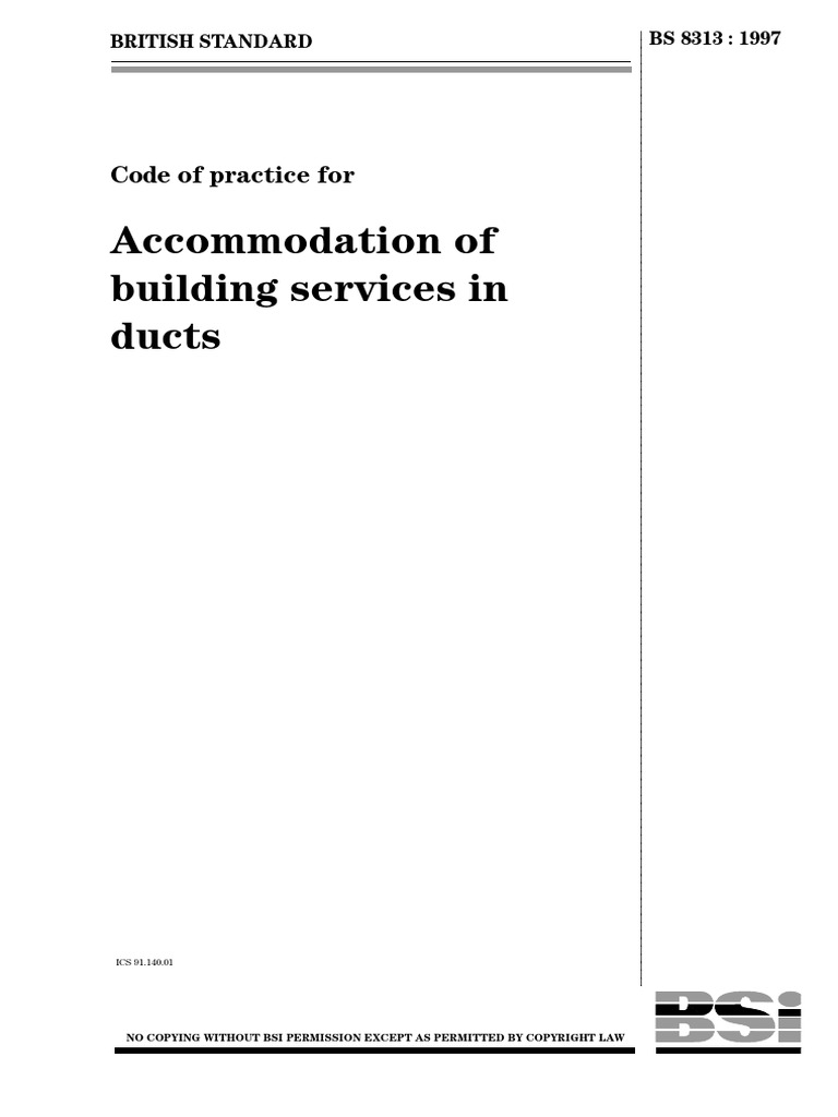 BS 8313-1997 Code of Practice For Accommodation of Building Services | PDF | Duct (Flow ...