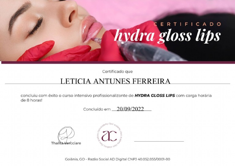 Certificado Hydra Lips | PDF
