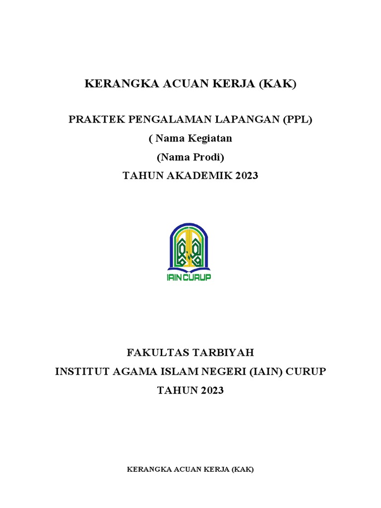 Contoh Membuat KERANGKA ACUAN KERJA (KAK) | PDF