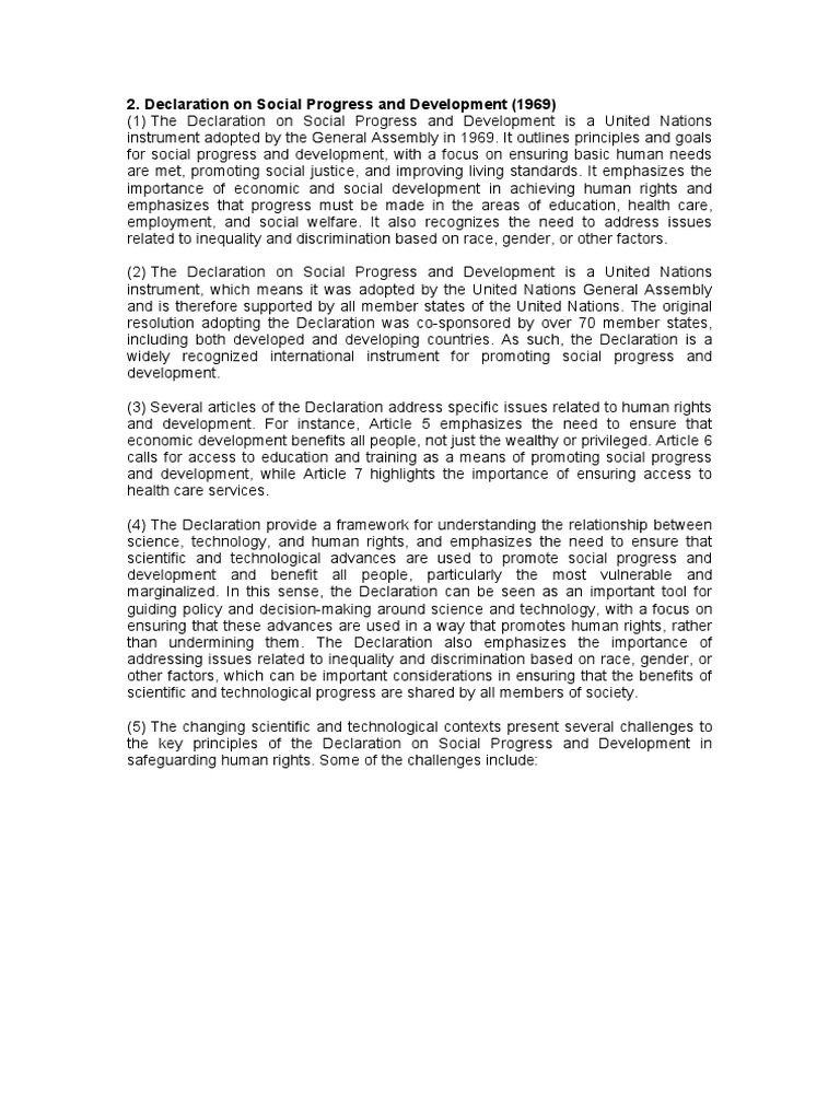 Declaration on Social Progress and Development | PDF | Human Rights ...