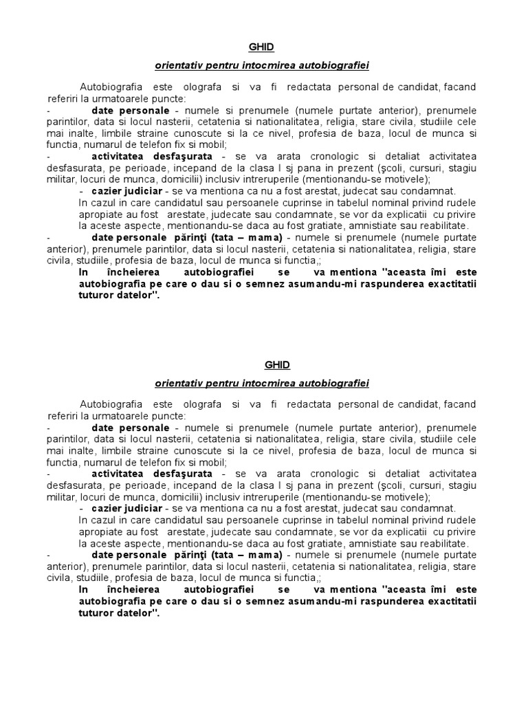 Ghid Autobiografie | PDF