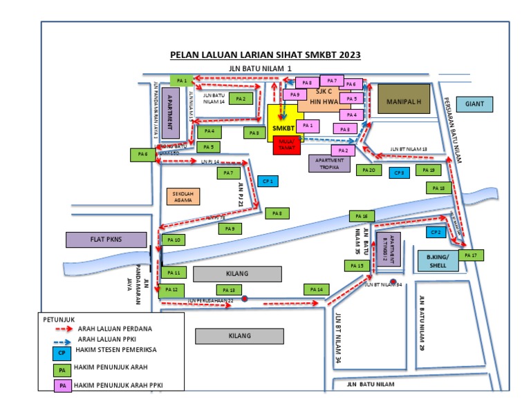 2023 Pelan Laluan Larian Sihat SMKBT Kemaskini 20.6.2023 | PDF