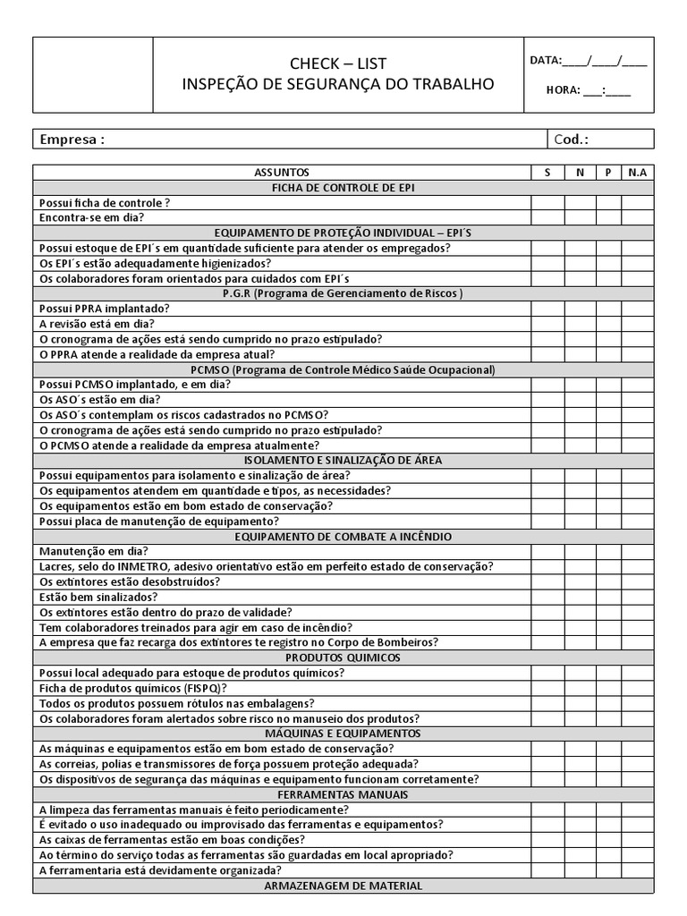 CHECK-LIST VISITAS DAS EMPRESAS | PDF