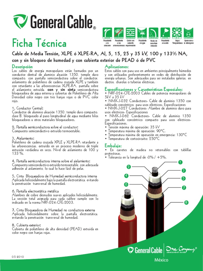 Cable Media Tension Ficha Tecnica Es | PDF | Aislador (Electricidad ...
